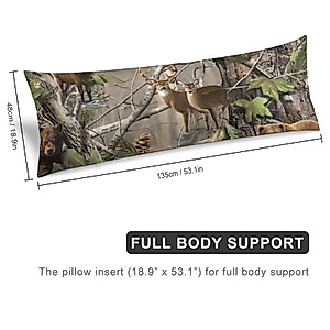 Camo Deer Camouflage Hunting Pillowcase for Body Pillow Long Soft Throw Pillow Case Cover for Bed Couch 20"x54"