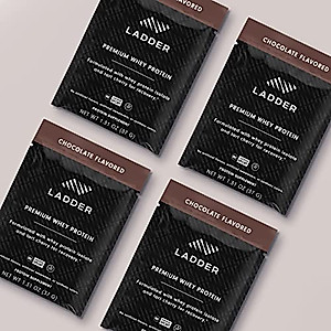 LADDER Grass Fed Whey Protein Powder Packets, 26g Protein for Muscle Gain, 7g BCAAs, 14g EAAs, No Artificial Sweeteners, NSF Certified (Chocolate, Pack of 15)