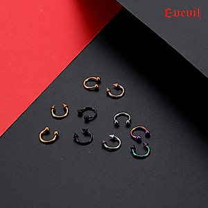 Evevil 14G 16G Septum Jewelry Surgical Steel Small Septum Ring for Women Men Nose Nostril Rings Lip Labret Cartilage Body Piercing (16G,10pcs,8mm,ball&spike)