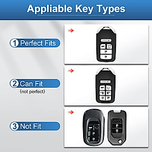 YO&YOYE for Honda Key Fob Cover with Keychain, Soft TPU Key Case Protection Fit for Accord Civic CRV Pilot Odyssey Smart Key Holder