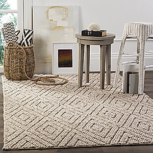 SAFAVIEH Natura Collection Area Rug - 9' x 12', Beige, Handmade Wool, Ideal for High Traffic Areas in Living Room, Bedroom (NAT623B)