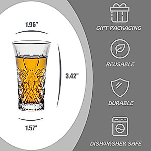 HOMEYUT Shot Glasses, 2oz Super Cute Ornate Shot Glasses Set of 6/Fancy Shot Glasses/Heavy Base Shot Glass Set/Tequila Shot