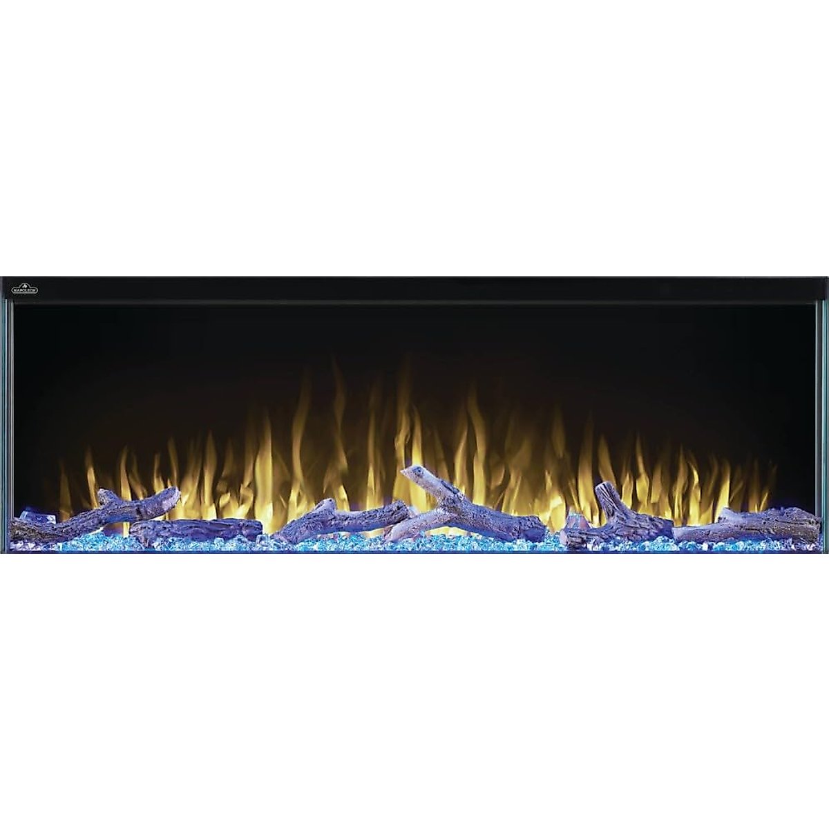 Napoleon Trivista Primis 60 3-Sided Electric Linear Fireplace - Built-in Design - Multi-Color Flames with Large Crystal Cubes and Natural Looking Birch Logs - NEFB60H-3SV