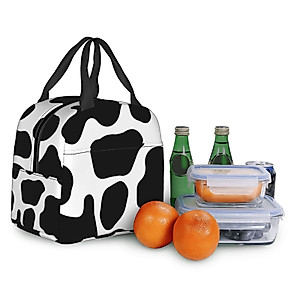 Black And White Cow Print Bags Reusable Snack Bag Food Container For Boys Girls Men Women School Work Travel Picnic Waterproof Outdoors Game Handbags For Adults