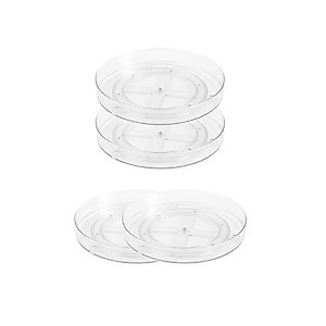 Roninkier Lazy Susan Turntable Organizer - Clear Rotating Kitchen Storage Turntable for Cabinet, Pantry, Refrigerator, Countertop, 2-Pack 11-Inch and 2-Pack 9-Inch