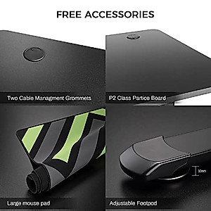 It's_Organized Gaming Desk,60 Inches Large Gaming Computer Desk PC Gaming Table Desk Laptop Workstation,Free Mouse Pad for Home Office Gaming,Black