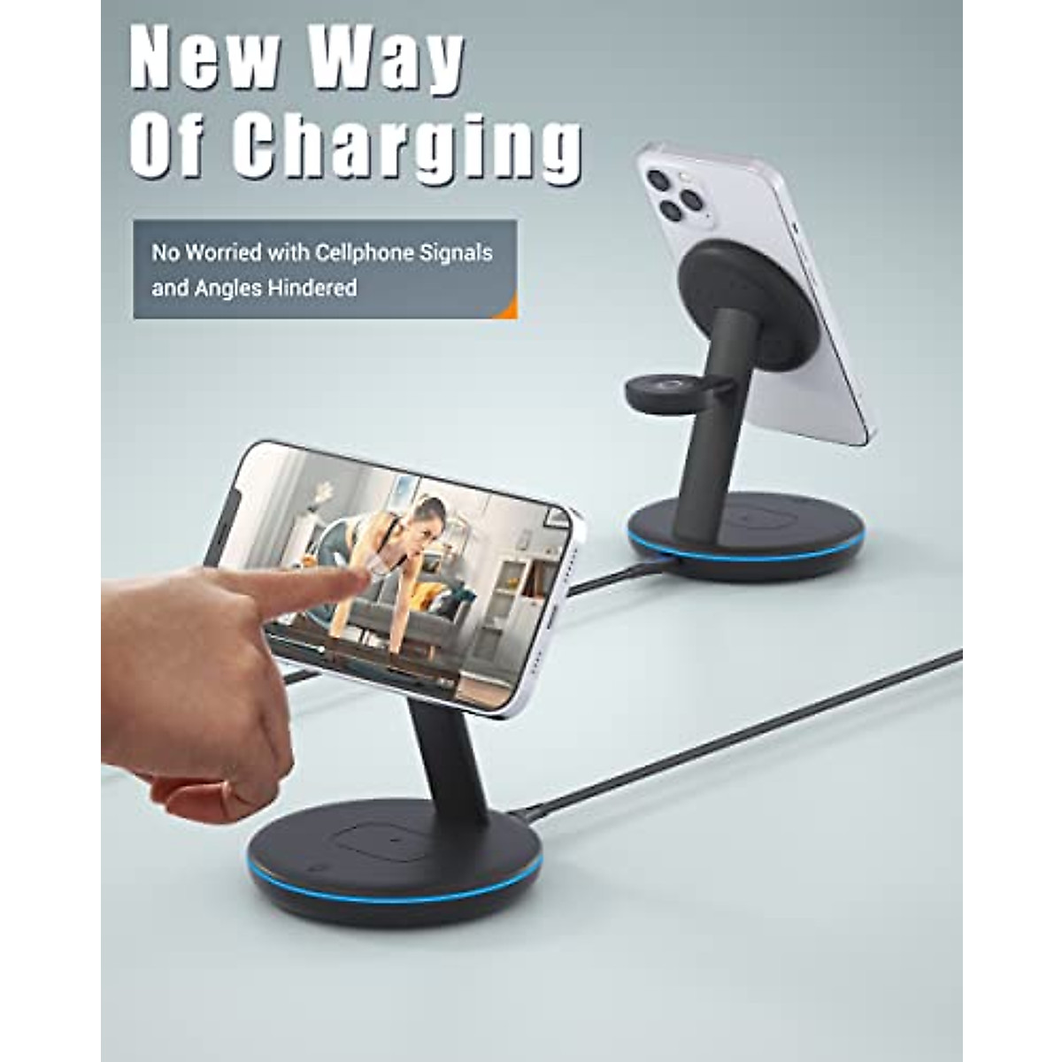 Magnetic Wireless Charger 3 in 1, PEXXUS 15W Fast Mag-Safe Charger Stand Wireless Charging Station for iPhone 14 13 12 Pro/Max/Mini,AirPods Pro/3/2, Apple Watch 7/6/SE/5/4/3/2(QC3.0 Adapter Included)