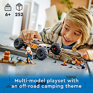 LEGO City 4x4 Off-Roader Adventures 60387 Building Toy - Camping Set Including Monster Truck Style Car with Working Suspension and Mountain Bikes, 2 Minifigures, Vehicle Toy for Kids Ages 6+