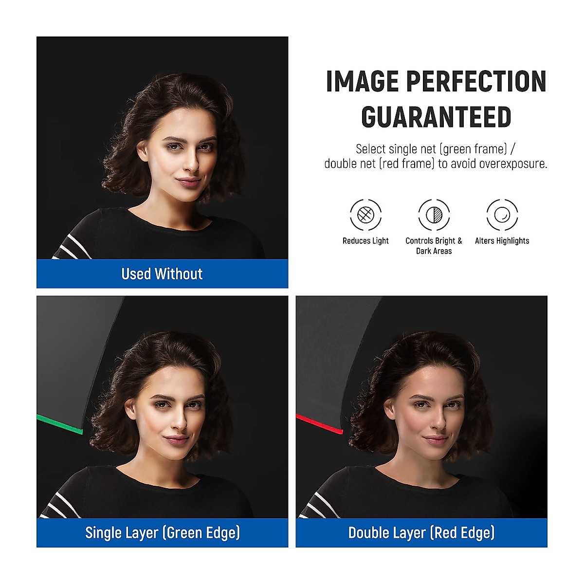 NEEWER Foldable Scrim Flag Kit, 24x36in/60x90cm 5 in 1 Photography Flag Panel Lighting Reflector Diffuser Light Modifier Shaper for Soft, Diffused & Light Effects, Carry Bag Included, SF6090F