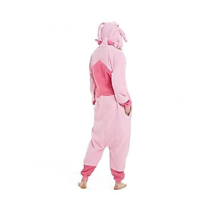 XMiniLife Unisex Onesie Adult Cosplay Costume Christmas Pajamas Halloween (US, Alpha, Large, Regular, Regular, Pink Stit)
