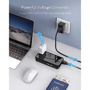 BESTEK Power Converter Adapter 220V to 110V Voltage Converter International Outlet Adapter with 6A 4 -Port USB Charging and UK/EU/AU/US Universal Travel Adapter(Black)