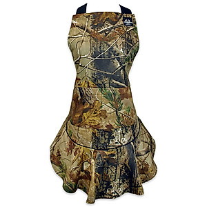 DII, Real Tree Flounce Apron, 100% Cotton, Machine Washable, 28x26, Pink Camo