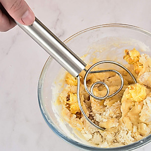 Homsky Danish Dough Whsik 2 Pcs,12 Inch Stainless Steel Dough Mixer for Cooking Bread, Biscuits, Pizza, Pancakes and Eggs