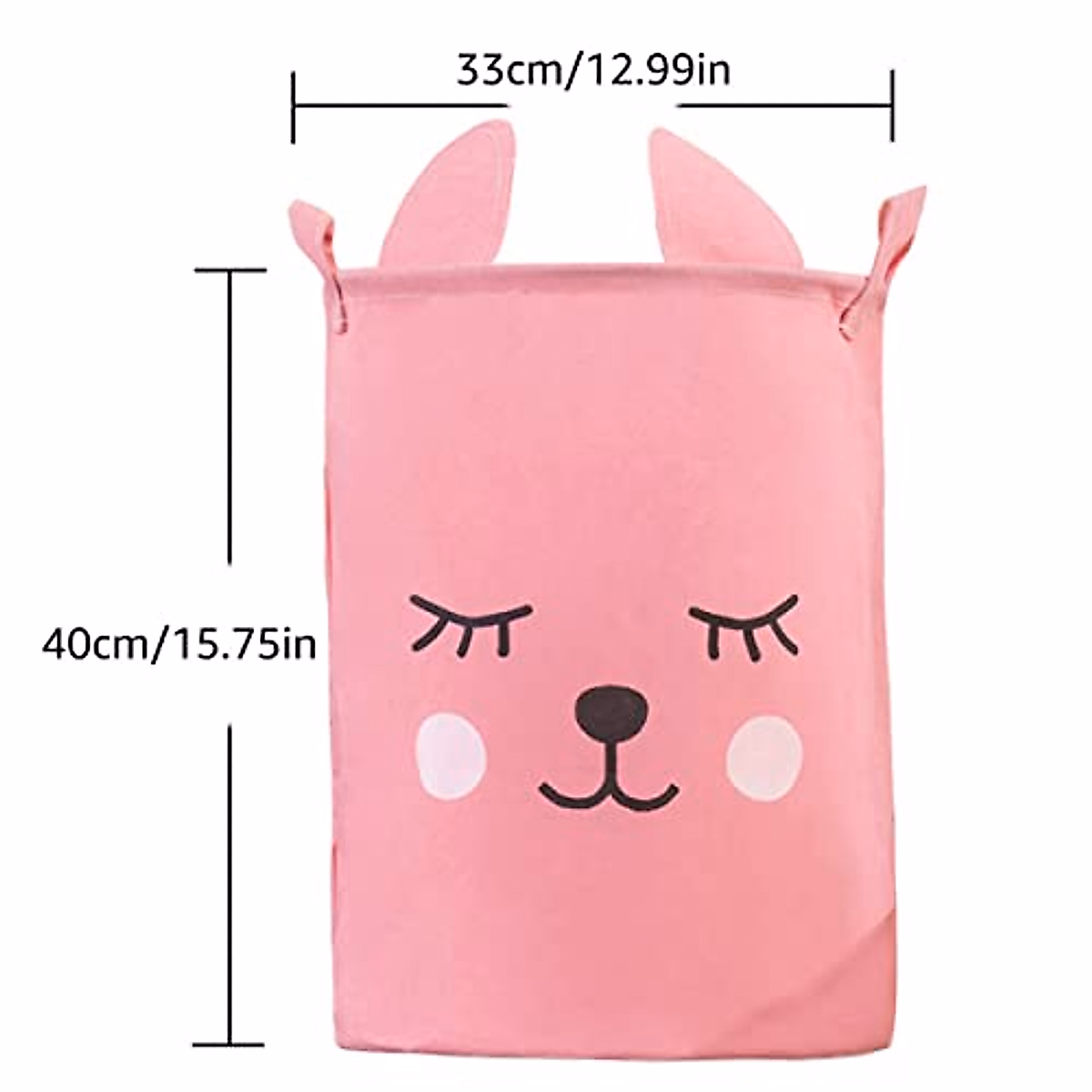 Ghopy 2Pcs Laundry Basket Foldable Bag Cute Dirty Clothes Hamper Collapsible Storage with Handle Canvas Toy box, Bathroom/Dorm/College/Nursery/Girls/Boy/Kids/Baby Washing Organizer, Room Decor/Bedroom