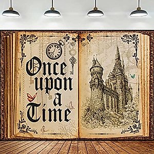 KIKIDOR Fairy Tale Book Backdrop Once Upon A Time Old Castle Royal Family Princess Romantic Storybook Photography Background Wedding Bride Shower Party Decor Portrait Photo Booth Props 10x7ft ZYKI0218