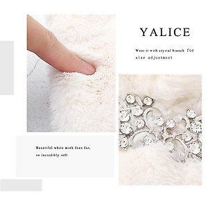 Yalice Women's Wedding Faux Fur Shawl and Wrap Bridal Fur Stole Cloak Cape Fur Scarf for Bride and Bridesmaids (White)