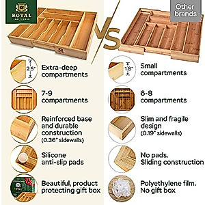 ROYAL CRAFT WOOD Silverware Drawer Organizer and Storage Box Set of 5