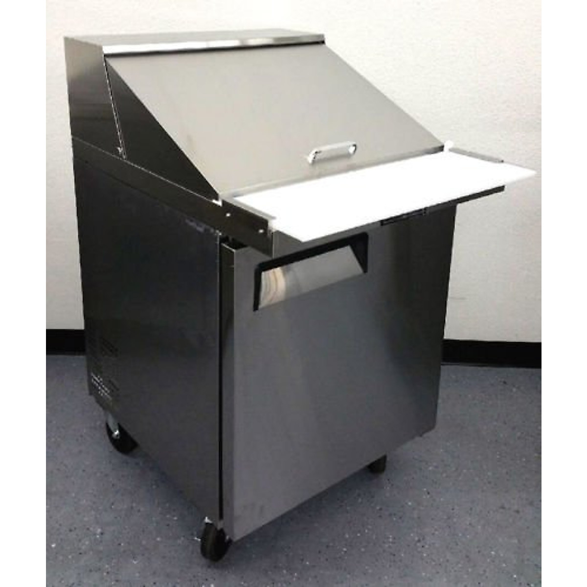 27.5" Commercial Stainless Steel Refrigerated Sandwich Salad Prep Table - All Pans and Cutting Board Included!