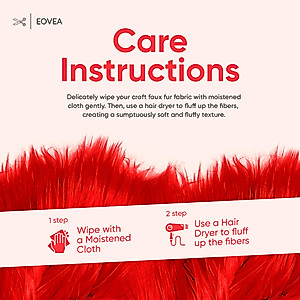 EOVEA Shaggy Faux Fur Fabric by The Yard - 36" X 60" Inch Wide - Fluffy Fur Fabric- Plush Furry Materials - Fuzzy Craft Supply for DIY, Halloween, Upholstery, Costume, Sewing(Red, One Yard)