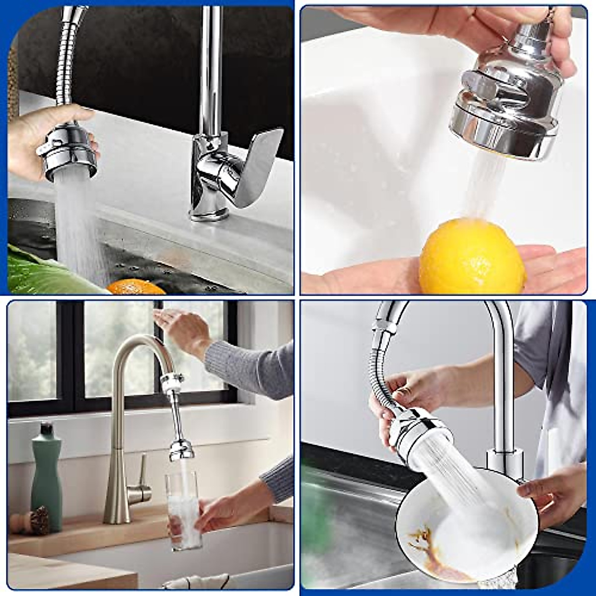 Pinkiou Faucet Sprayer Attachment, Kitchen Sink Sprayer Attachment for Faucet, 360° Rotatable Anti-Splash Faucet Aerator Faucet Nozzle with 3 Modes Adjustment