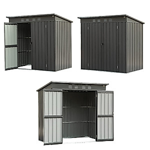 Domi Outdoor Storage Shed 6' x 4', Metal Waterproof Tool Shed Utility Storage House with Double Lockable Doors & Air Vent for Backyard Garden Lawn Patio
