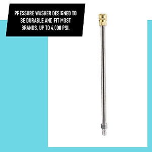 EDOU Direct Pressure Washer Extension Wand 17" | Stainless Steel | 1/4" Quick-Connect | 4,000 PSI Max Working Pressure | Ideal for achieving More Reach for Your Power Washer Hose or Surface Cleaner