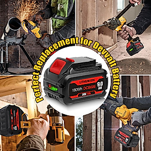 DSANKE DCB606 20V/60V 9.0Ah Battery Replace for DeWalt 60V Flexvolt Battery Compatible with DeWalt DCB606 DCB612 DCB606-2 DCB609 DCB609-2 DCB204 DCB205 DCB206 20V/60V/120V MAX Cordless Power Tools