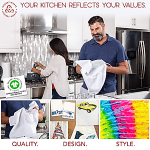 HONEST WEAVE GOTS Certified 100% Organic Flour Sack Cotton Kitchen Hand and Dish Towel Sets - Extra Large 27x27 inches, Fully Hemmed, 12-Pack, Natural Tan