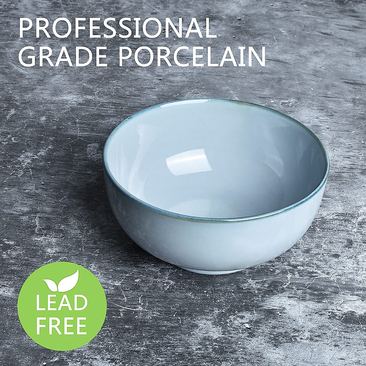 Bosmarlin Ceramic Bowl Set of 4, Dishwasher and Microwave Safe (5.75 Inches, Grey)