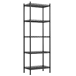 5-Shelf Adjustable Shelves Metal Storage Rack Adjustable Metal Storage Shelving Heavy Duty Storage Shelving (Black)