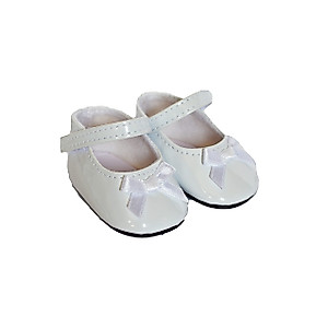 White Bow Mary Janes Fits 18 Inch Girl Dolls and Kennedy and Friends Dolls- 18 Inch Doll Shoes