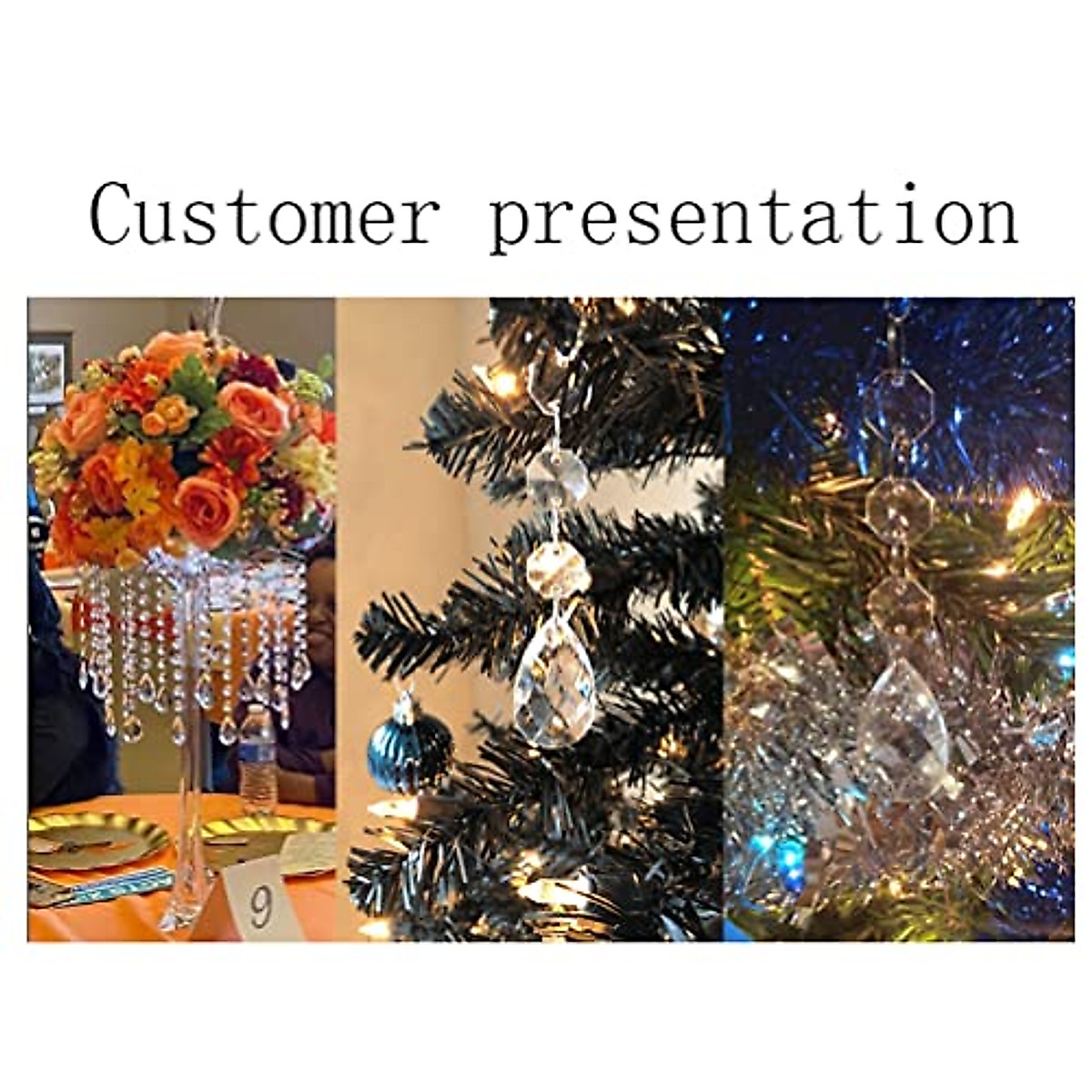 WAZHRMGHG 30PCS Clear Acrylic Crystal Ornament Beads Garland Chandelier Hanging Crystals For Wedding Party Celebration Christmas Tree Decor