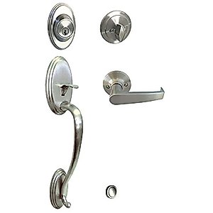 eBuilderDirect Satin Nickel Lock Door Lever Handle Entry/Privacy/Passage/Dummy/Deadbolt/Handleset 8101DC (Front Door Handle Set Keyed Alike)