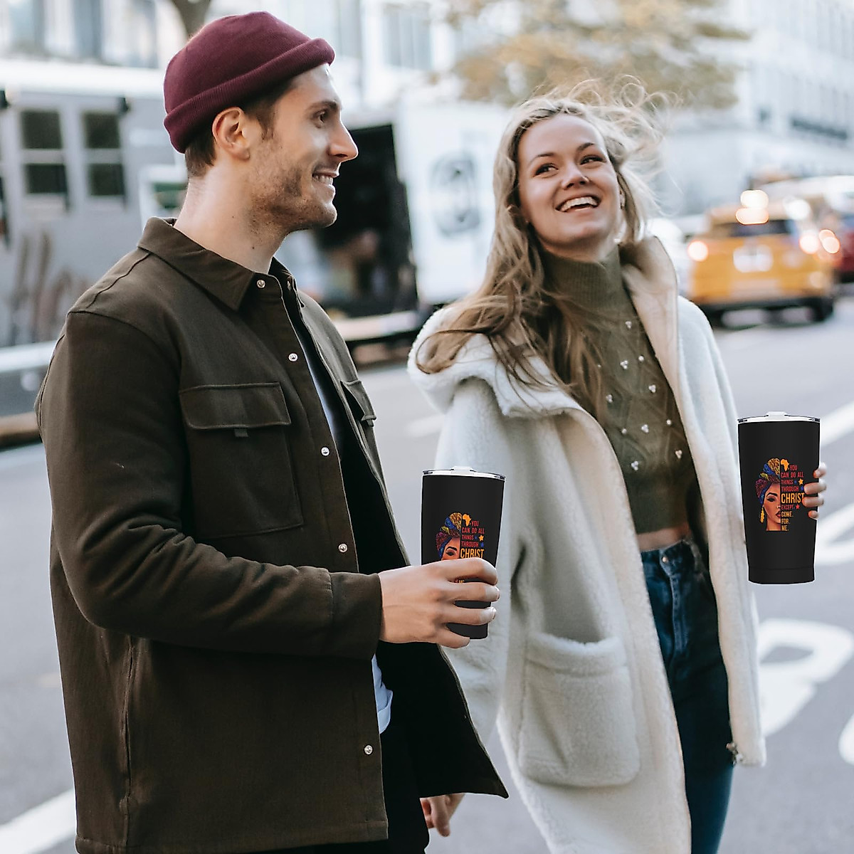 Yipaidel 20oz Inspirational Travel Coffee Mug for African American Women - Tribal Design with Uplifting Quotes, Gift for Sister, Mom, Best Friend, Coworker, Ideal Mothers Day Gift from Daughter