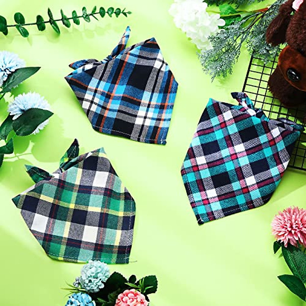 50 Pcs Bandanas for Dogs Plaid Dog Bandana Washable Puppy Bandana Triangle Dog Drool Bibs Dog Hankerchief Girl Comfortable Scarfs for Small Medium Large Dogs Girl Boy Pet Accessories