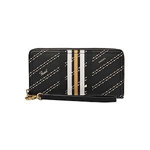 Fossil Women's Logan Faux Leather Wallet RFID Blocking Zip Around Clutch with Wristlet Strap, Print (Model: SL7828104)