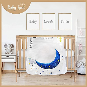Baby Milestone Blanket Boy and Girl- Elephant and Moon Design, Baby Boy Gifts, Nursery Decor Baby Shower, Newborn Baby Blanket, Baby Growth Chart Blanket, Baby Milestone Blanket 50x40