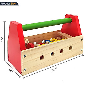 GeekHouse Tool Kit for Kids, Wooden Tool Set for Toddlers, Construction Tool Box Toy for Age 3+ Year Olds