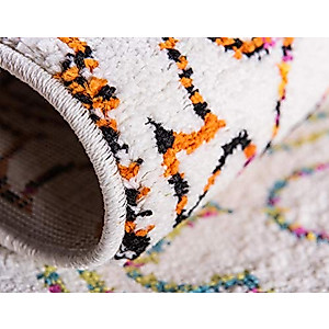 Unique Loom Lyon Collection Colorful Abstract Floral Rainbow Gradient Area Rug, 4 x 6 Feet, Ivory/Pink