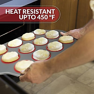 Boxiki Kitchen Non-Stick 12 Cup Silicone Muffin Pan With Steel Frame - BPA Free, Non-Toxic, Anti-Warp, Durable & Easy to Pop Silicone Muffin Tin - Perfect Cupcake Pan