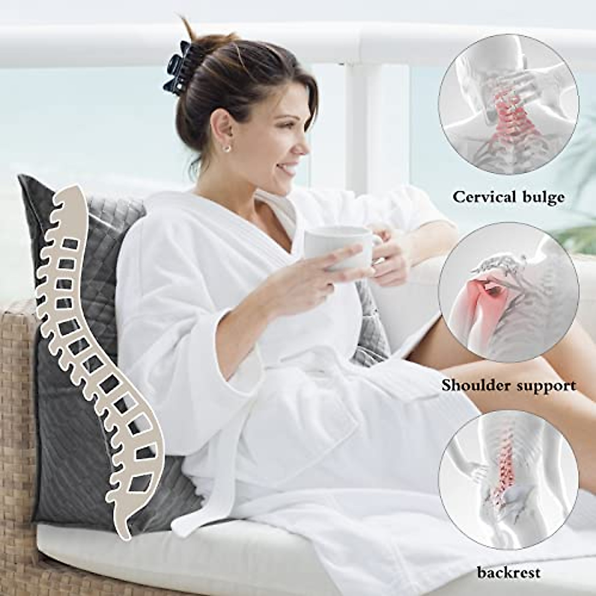 Wedge Pillow Headboard Small(23.6 x 7.8 x 19.7 Inches),Bolster Triangular Headboard Pillow Positioning Support Reading Backrest Wedge Pillow for Day Bunk Bed with Removable Cover Grey