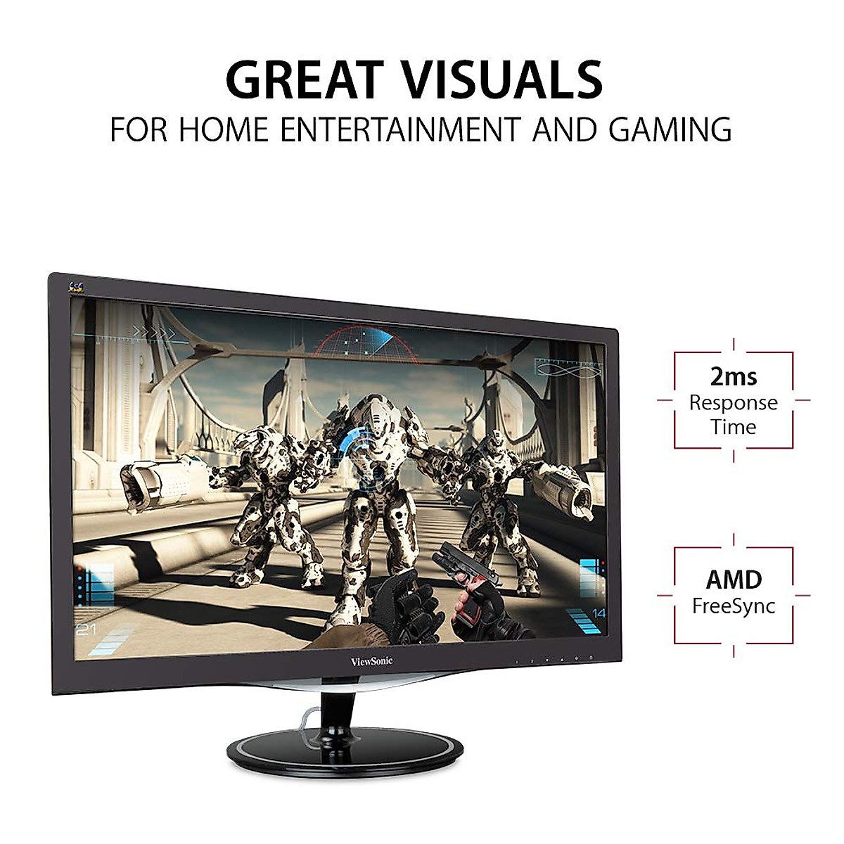 ViewSonic VX2457-MHD 24in 2ms 1080p FreeSync Gaming Monitor HDMI, DisplayPort (Renewed)