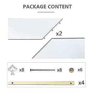 WELLAND Floating Corner Shelf Set of 2, White Wall Mounted Display Shelf with Concealed Hardware for Bedroom, Kids Room, Living Room, Bathroom and Kitchen