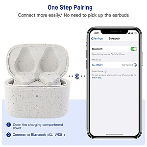 XINLIANG Headphones Wireless Bluetooth, in-Ear Earphones Microphone and Touch Control Call Noise Cancelling Earbuds Wireless and USB-C Charging Headphones Lightweight Earbuds with iPhone Android, PC