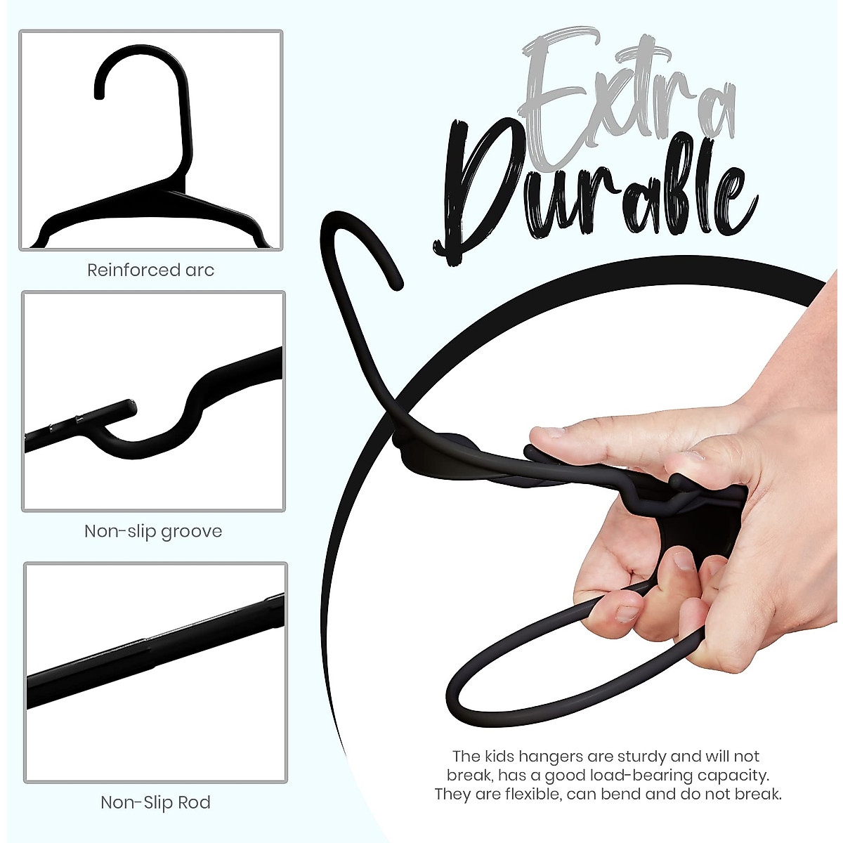 Utopia Home 60 Pack Kids Hangers - 11.5 Inch Plastic Baby Hangers for Closet - Childrens Hangers for Clothes & Infant Hangers for Closet - Ideal for Everyday Standard Use (Black)