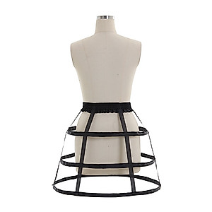 DUNHAO COS Women's Crinoline Wedding Skirt Underskirt 3 Hoop Cage Skirt One Size (Black)