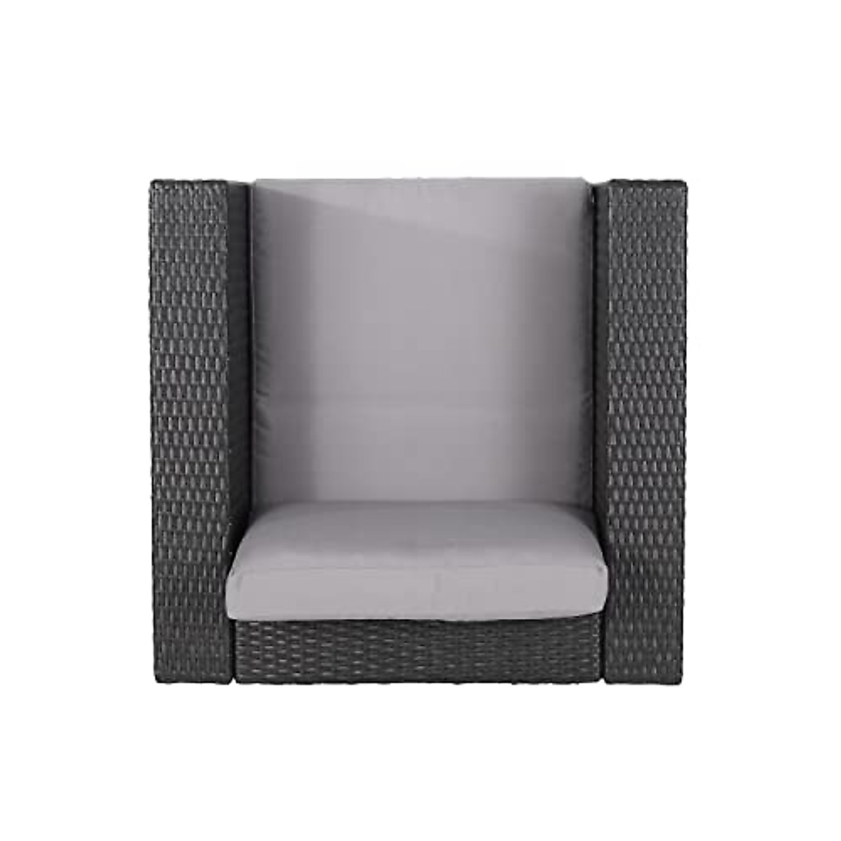 Christopher Knight Home Murano Outdoor Wicker Club Chair with Water Resistant Cushions, 2-Pcs Set, Grey / Silver
