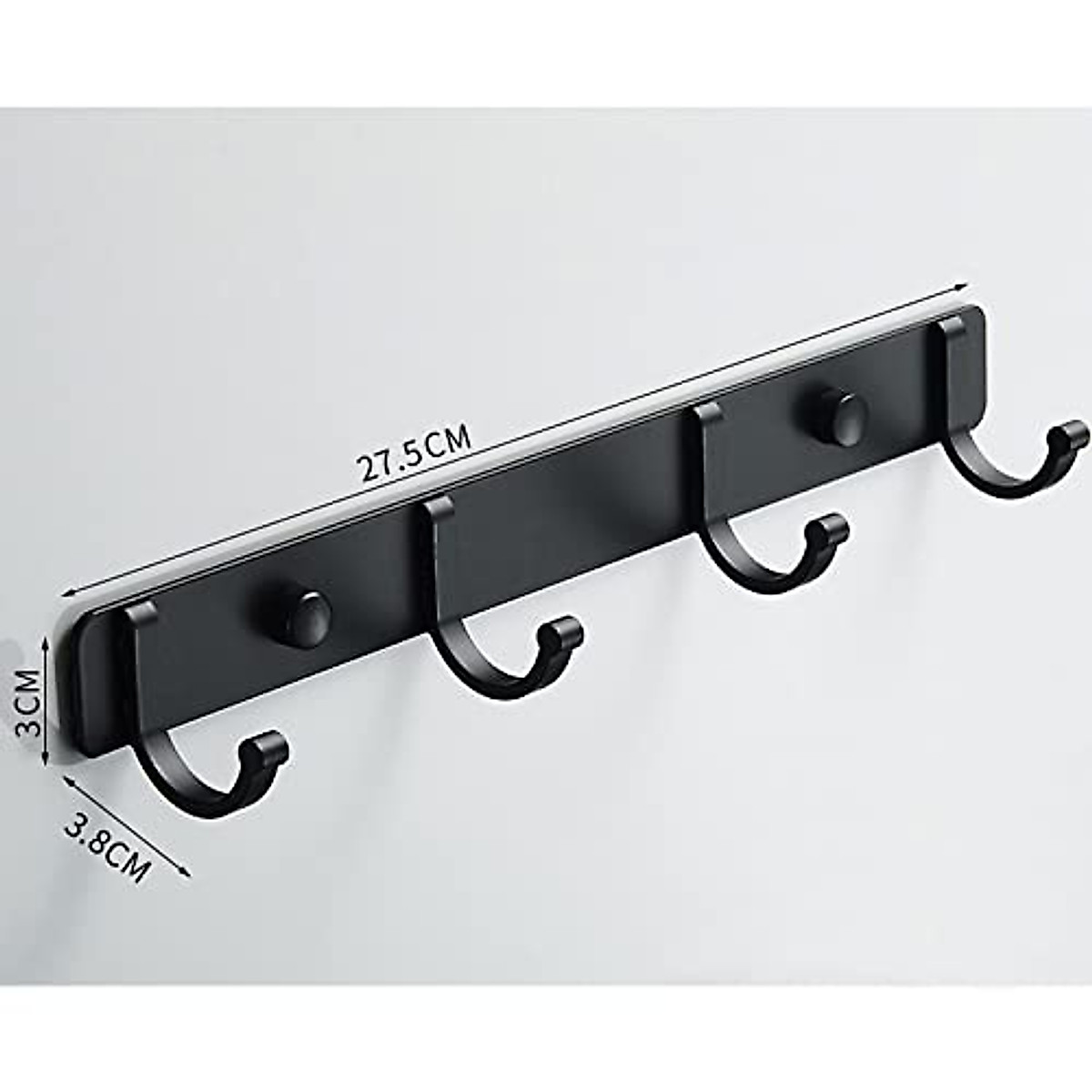 Spotcact Wall Mounted Coat Racks with Hooks Hanging Holder Towel Rack 10.83' x 1.50' Modern Black Hanging for Clothes Entryway Bathroom Bedroom (4 Hooks, Black)