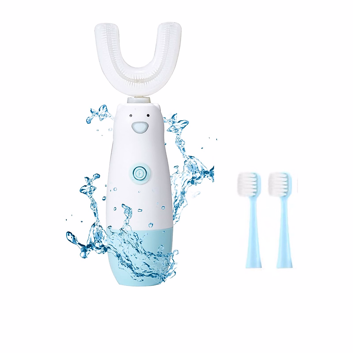 Meqtpomy Kids Electric Toothbrush，6 Cleaning Models U Shaped Toothbrush Waterproof Battery Powered 360 Automatic Sonic Toddler Toothbrushes for 8-13 Years Old for Boys Girls（Blue）