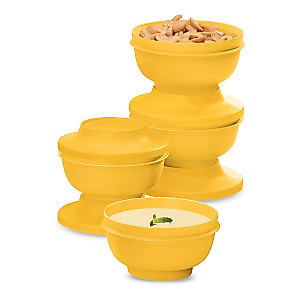 Tupperware Serve Rice Pedestal Oriental Bowl 325ml / 11oz Set of 4 in Yellow